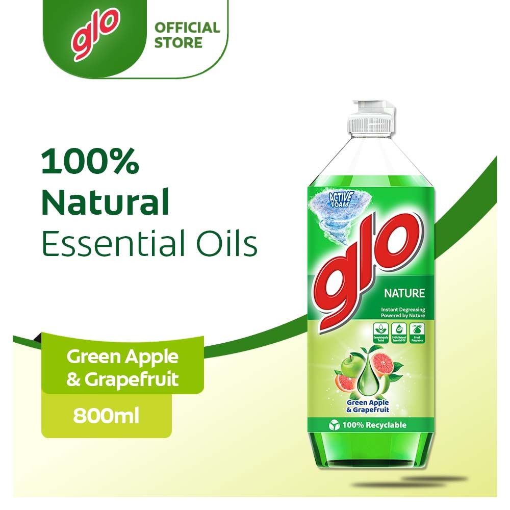 Glo Nature Dishwash Liquid - Green Apple & Grapefruit 800ml | Shopee ...