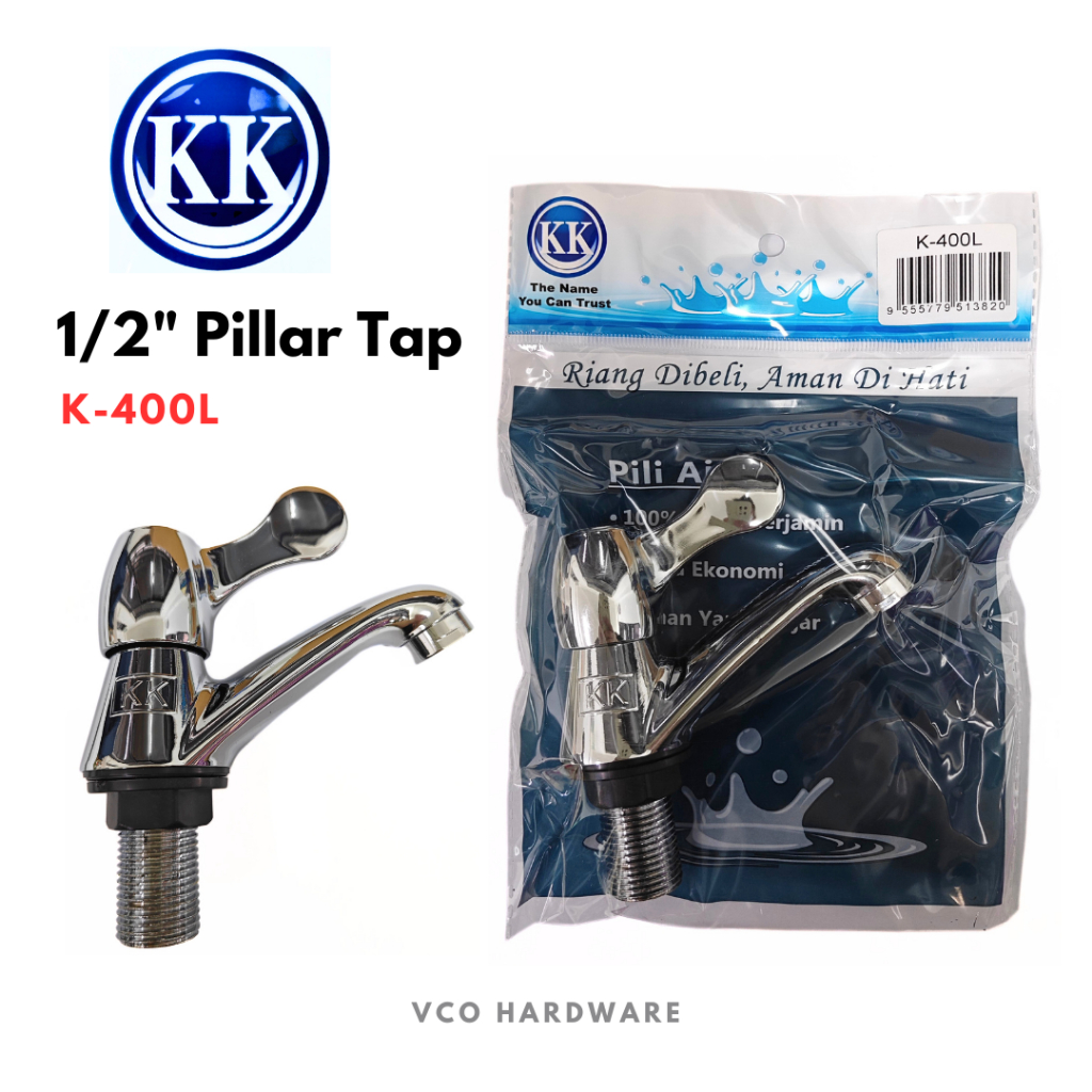 KK Brand 1/2" (15 MM) Chrome Pillar Tap/Basin Tap/Water Tap K-400L ...