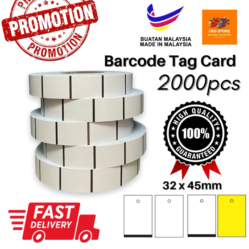 Barcode Tag Tagging Card Tag Label Pakaian Price Card Tag Card 1 rolls ...