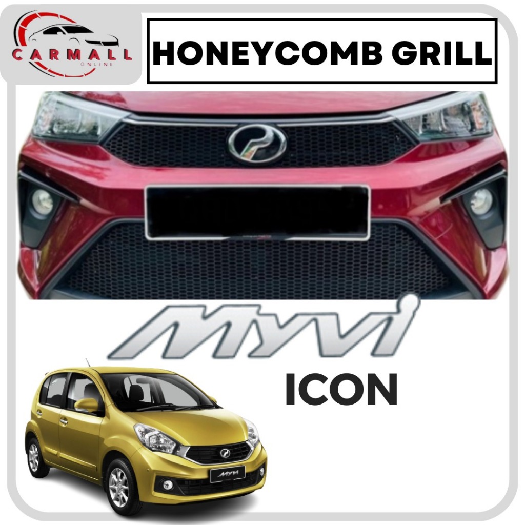 Perodua Myvi ICON Ready Cut Honeycomb Grill Full Set Top Bottom ...