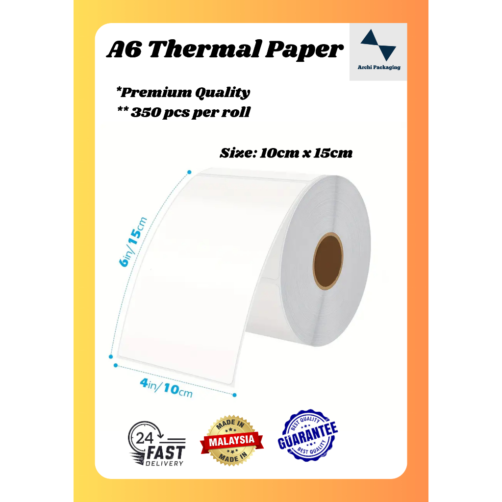 Premium Thermal Airwaybill A6 350pc Per Roll 10cm x 15cm | Shopee Malaysia