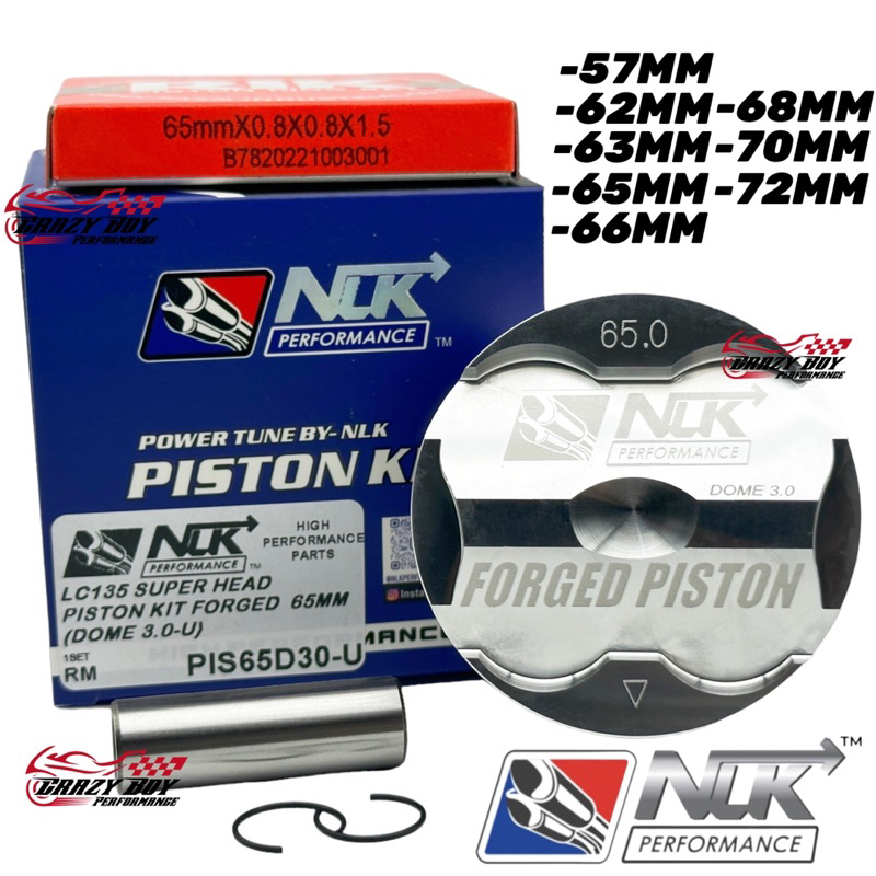 NLK PERFORMANCE FORGED PISTON Y15ZR LC135 Y16ZR 57MM 62MM 63MM 65MM 66MM 68MM 70MM 72MM SUPER ...