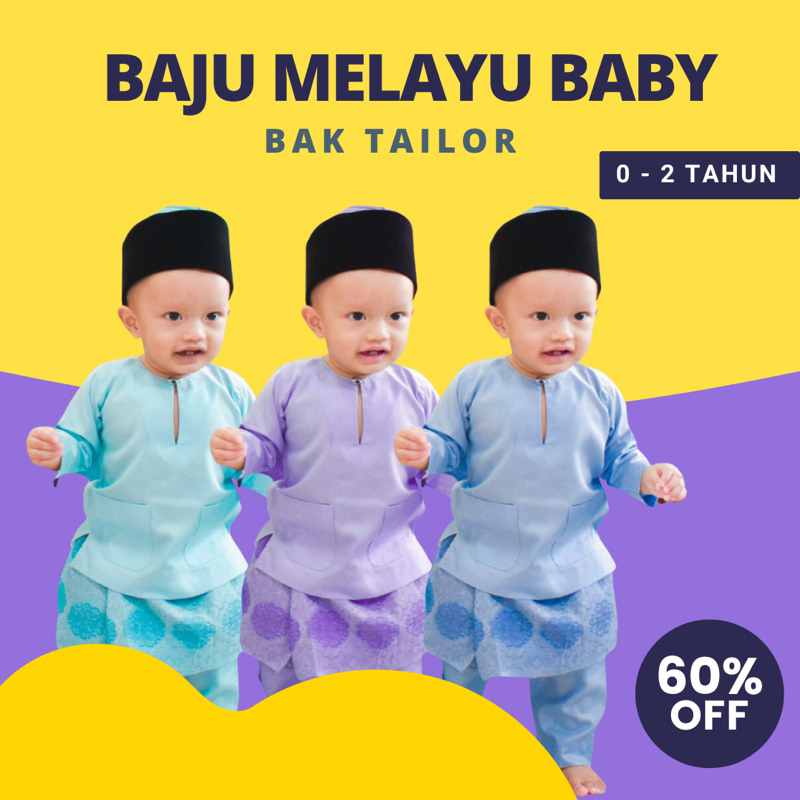 Baju Melayu Baby Bayi Budak Lelaki Teluk Belanga Johor 0 hingga 2 tahun ...