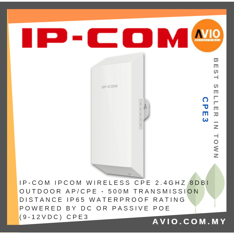 IP-COM Ipcom Wireless Ip65 Outdoor CPE AP 500 Meter 2.4GHz Powered by DC or Passive POE 9-12V ...