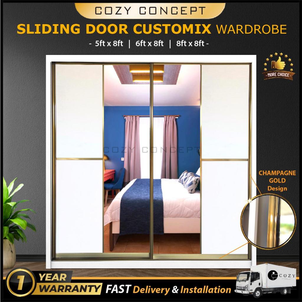 [FREE INSTALL] CUSTOM MIX Almari Baju Full Cermin /Mirror Wardrobe ...