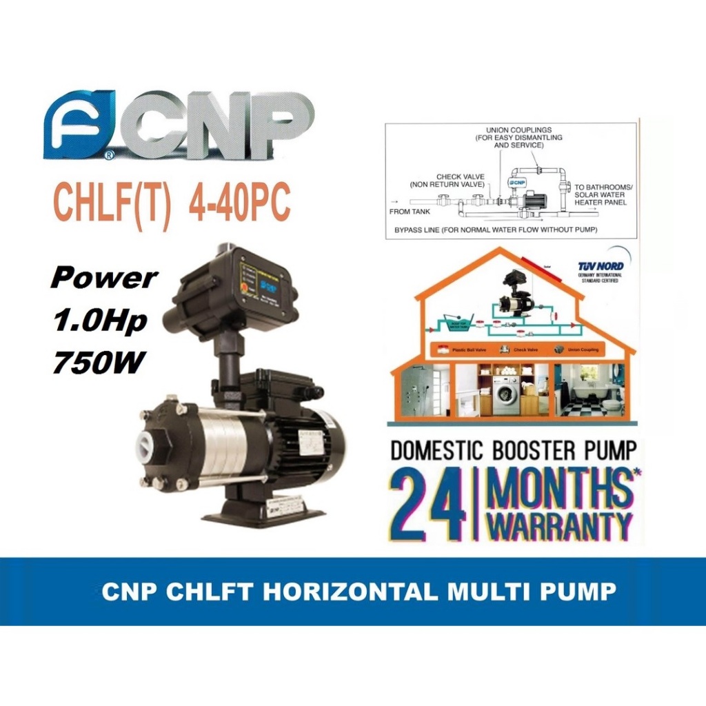 CNP CHLF(T) 4-40 (1.0Hp) Horizontal Multi-Stage Water Booster Pump ...