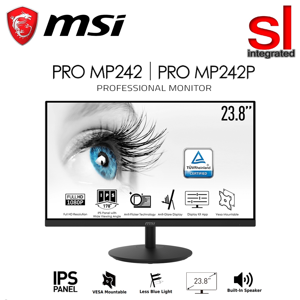 MSI PRO MP242/PRO MP242P 23.8" FHD 75HZ 5MS IPS Business Productivity ...