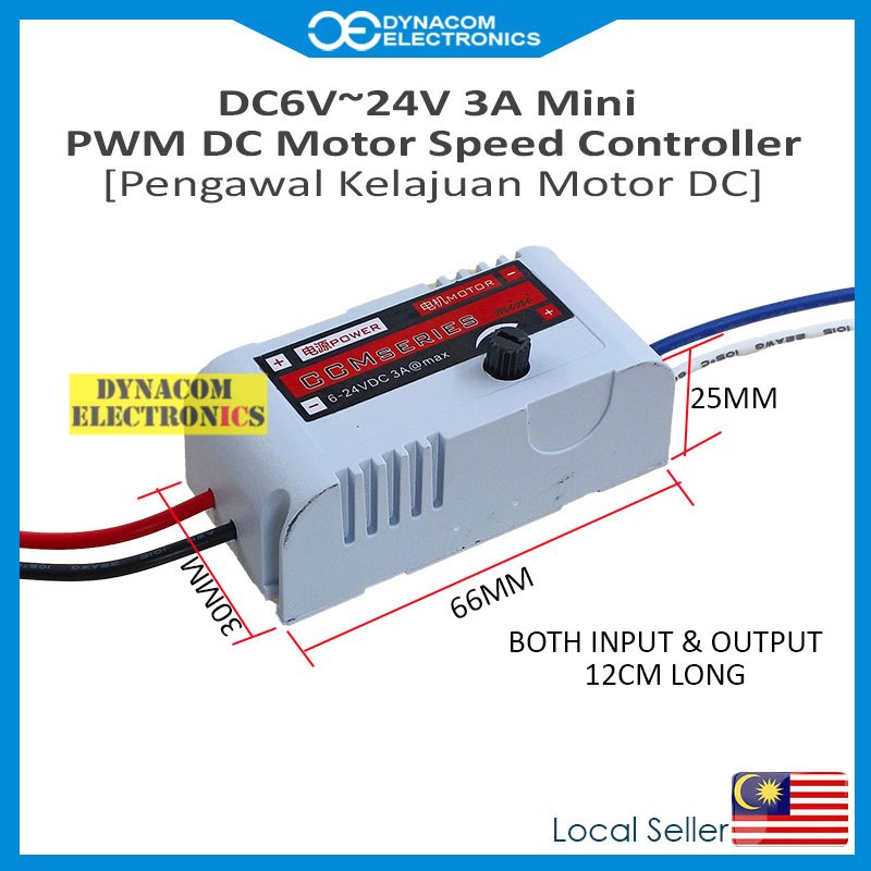 DC6V~24V 3A PWM DC Motor Speed Controller with Plastic Casing [Pengawal ...