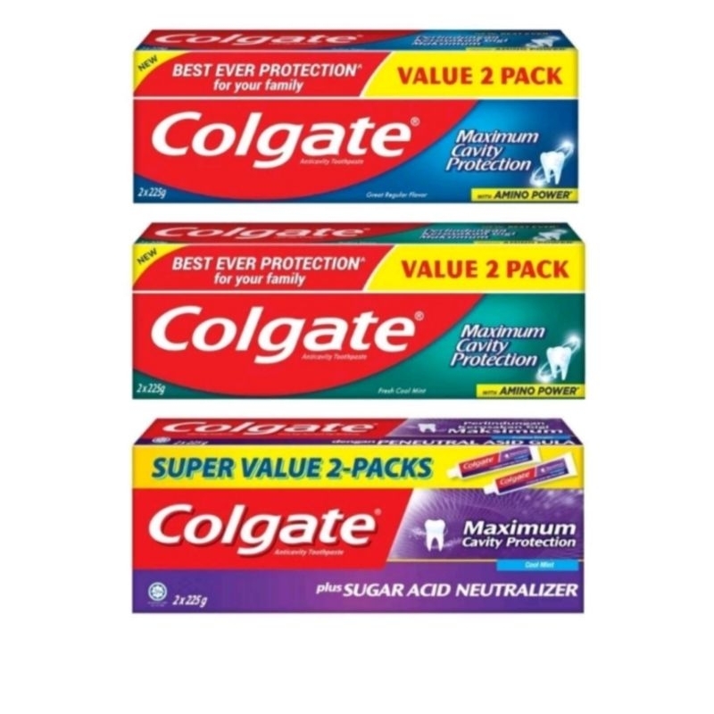 COLGATE Toothpaste Maximum Cavity Protection Twin Value Pack 225g x 2 ...