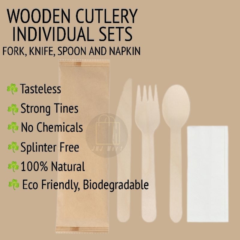 DISPOSABLE WOODEN CUTLERY INDIVIDUAL PAPER WRAPPED CUTLERY SET FORKS ...