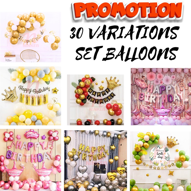 Birthday Balloon Chain Set Belon Pink Blue Gold Ins Theme Party ...