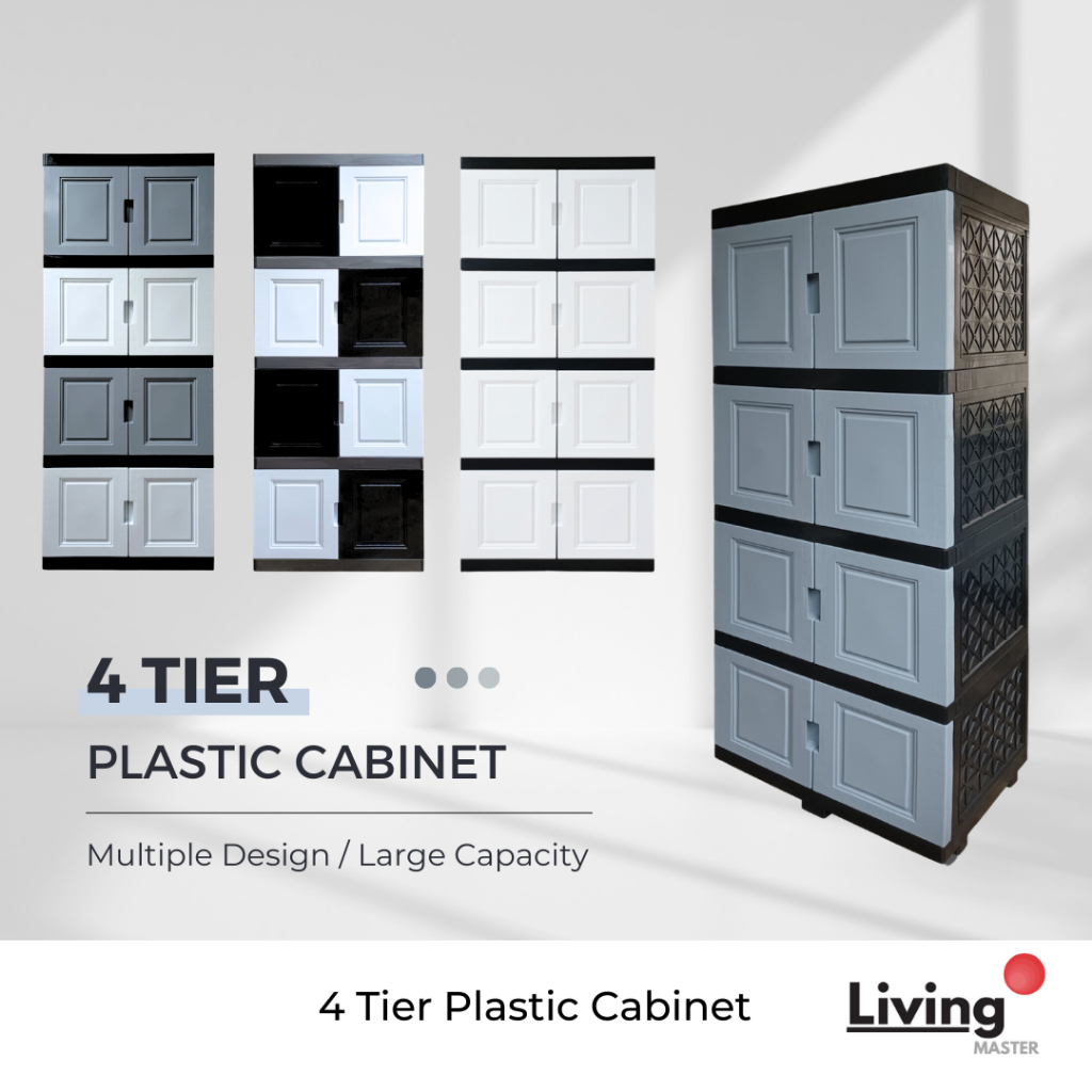 Multipurpose 4 Tier Plastic Drawer Cabinet Storage Drawer Wardrobe ...