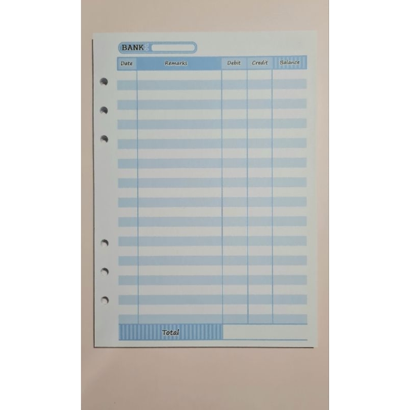 (2 colors) A5 BANK TRANSACTIONS 6 RING PLANNER INSERTS REFILL | Shopee ...