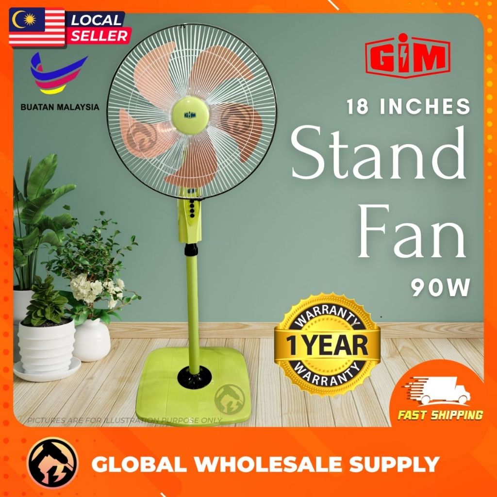 GIM SF-181 Kipas Stand Fan 18 Inch Standing Fan 5 Blades 90W 3 Speeds ...