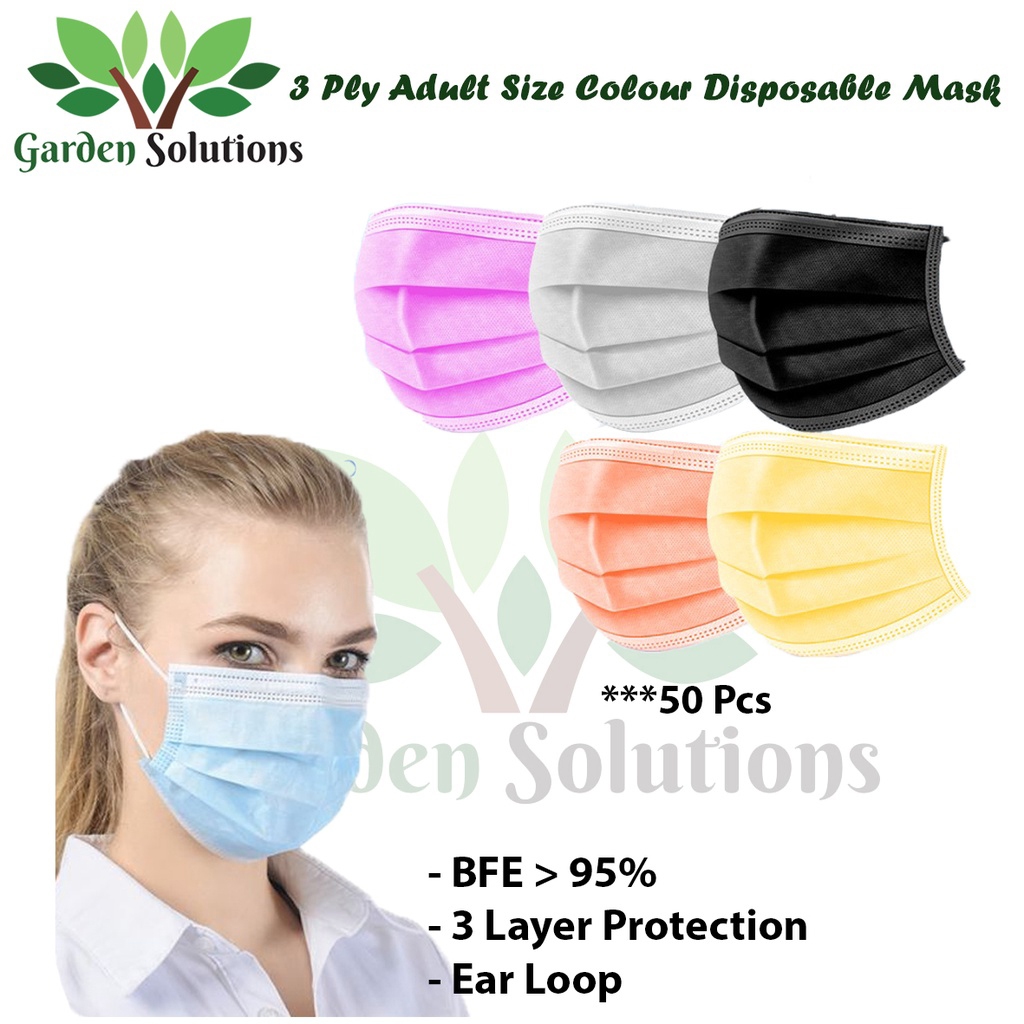 【MSIA STOCK】Adult 10/50pcs 3ply Colourful Face Mask Colour (Without Box ...