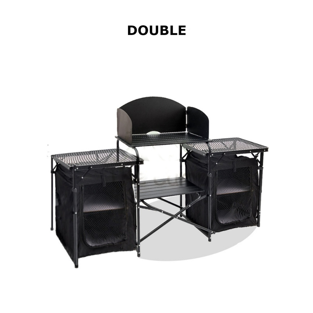 Outdoor Camping Mobile Kitchen Portable Folding Kitchen Full Black ...