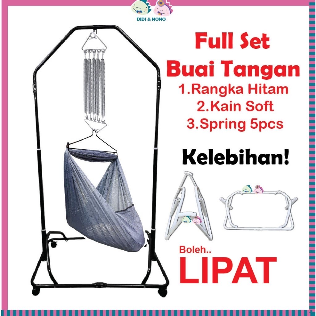 Spring Cot Rangka Buaian Boleh Lipat Buai Guna Tangan Manual Buai ...