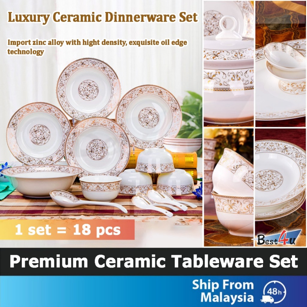 BEST4U 18pcs Elegant Dinnerware Set | Plate and Bowl Sets | Premium ...