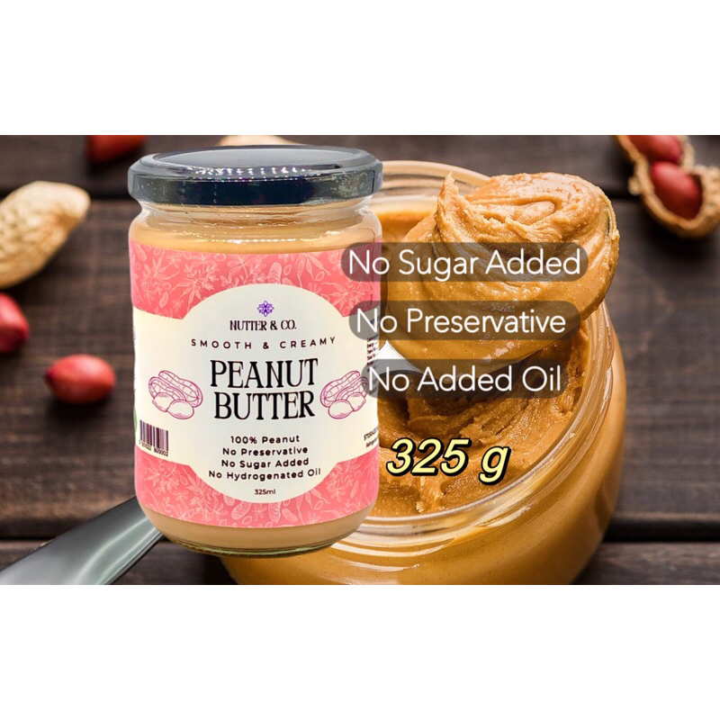 Nutter & Co Peanut Butter No Sugar Smooth & Creamy 顺滑无糖天然花生酱 Mentega ...