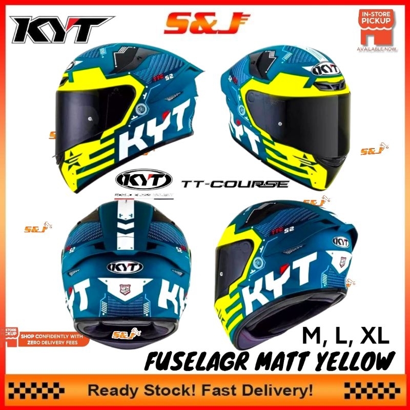 2023 KYT FUSELAGE MATT YELLOW TT COURSE FULL FACE HELMET M L XL | Shopee Malaysia