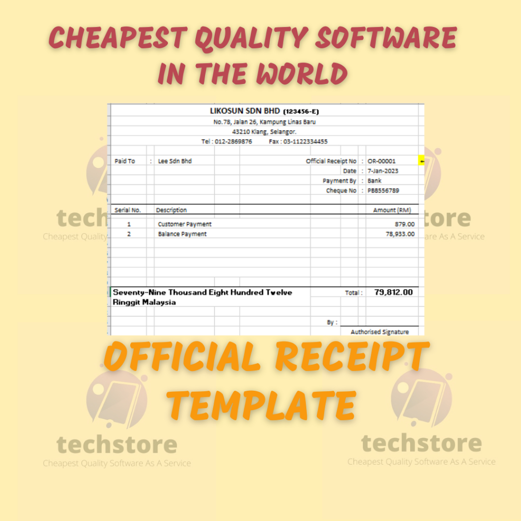 Automate Official Receipt Template SME - Fast & Easy to use Resit Rasmi ...