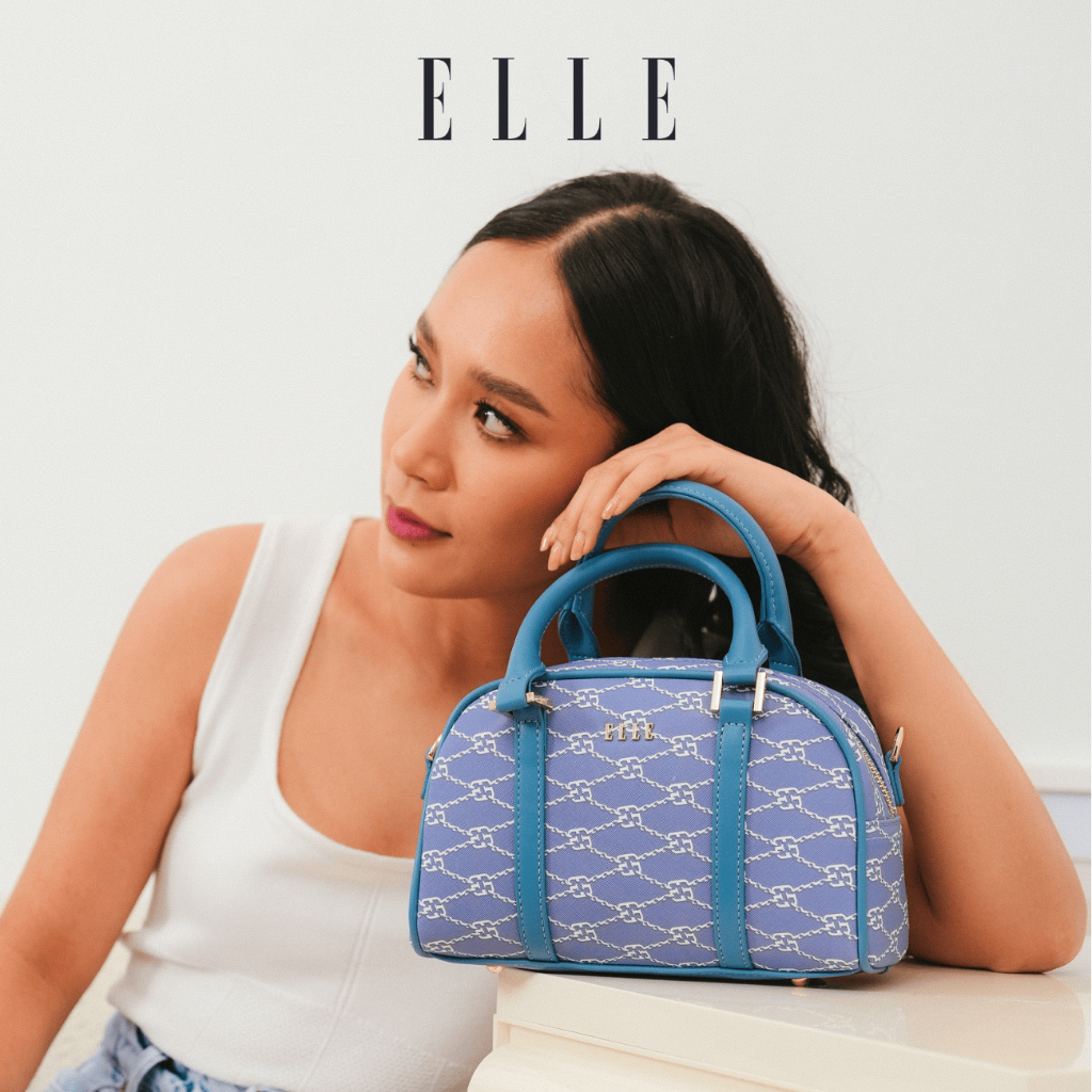 ELLE Loreto Carry Bag Monogram Prints (2 Colours: Black/Blue) | Shopee ...