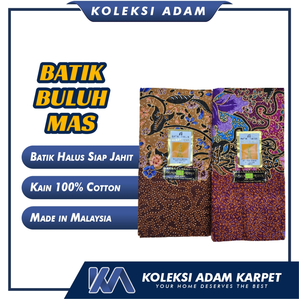 Kain Batik Buluh Mas 2 Meter(Warna & Corak Random)Kain Batik Siap Jahit ...