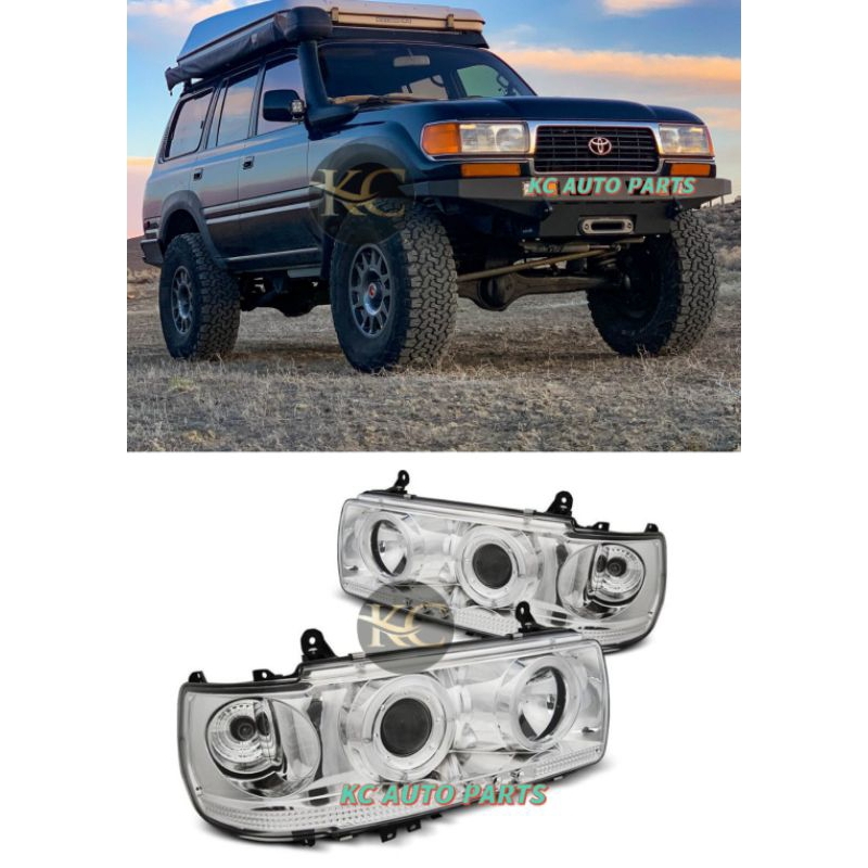 TOYOTA LAND CRUISER lc80 headlamp Ninja Eagle Eyes DRL LED Ring Black ...