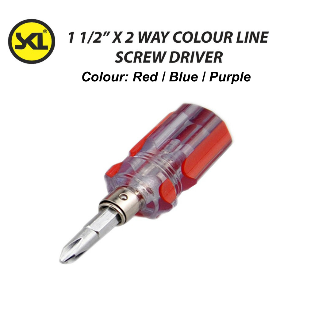 85mm Mini 2 Way Screw Driver 2 in 1 Compact Stubby Size Screwdriver ...