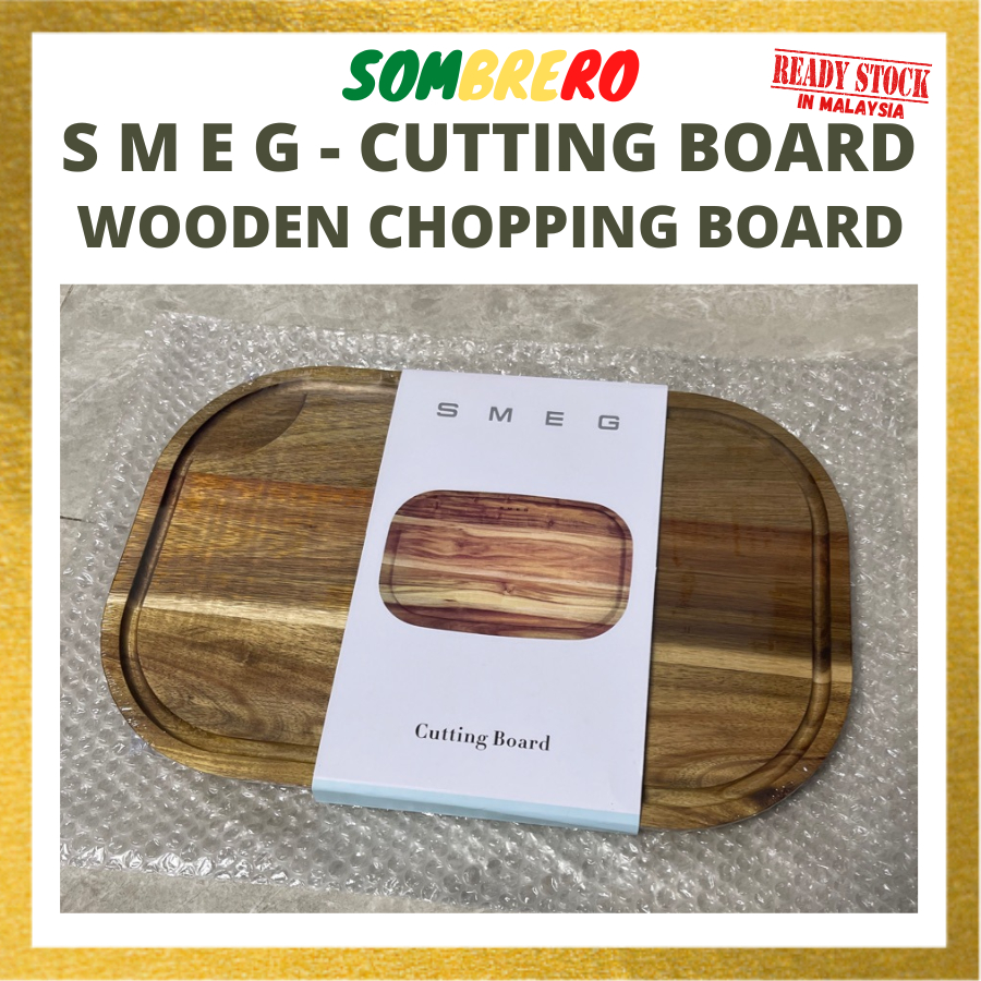SMEG Solid Wood Cutting Board Chopping Board Double Side Acacia Wood ...