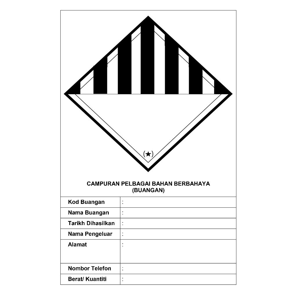 SCHEDULED WASTE LABEL BAHASA MELAYU BUANGAN TERJADUAL PRINTABLE ...