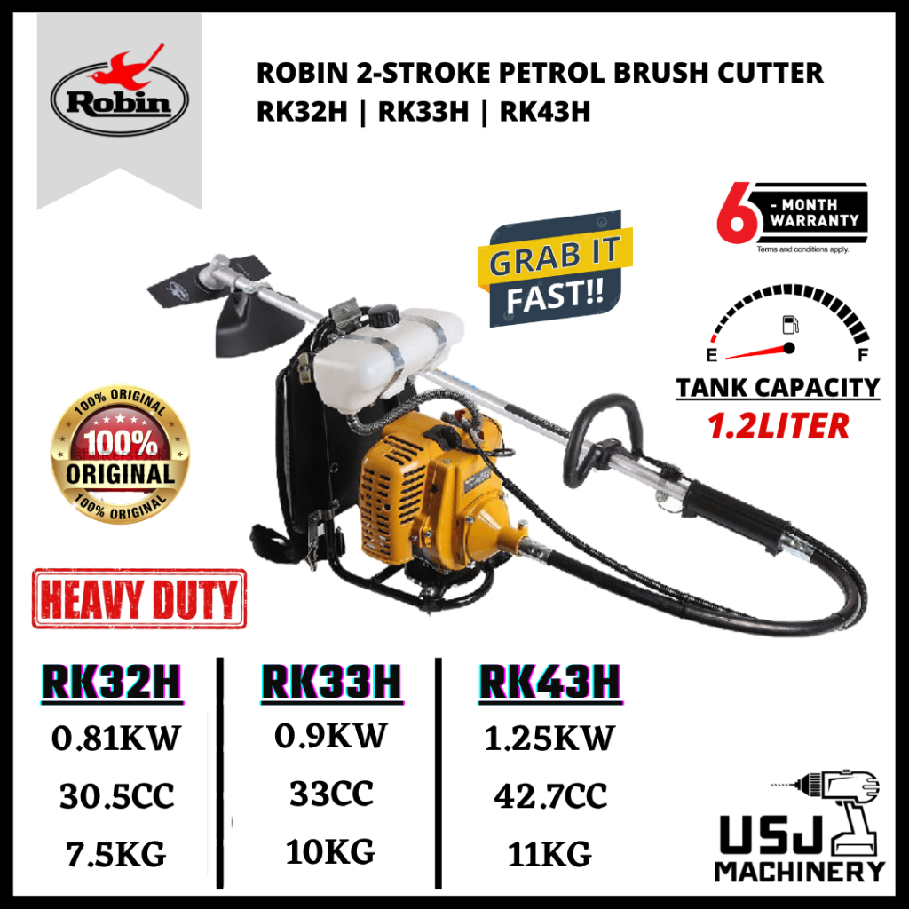 ROBIN 2-Stroke 1.2L Petrol Brush Cutter 30.5/33/43CC RK32H RK33H RK43H ...