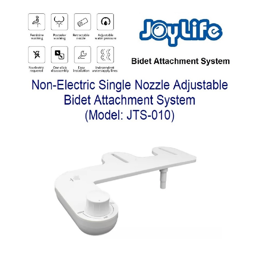 JoyLife Non-Electric Single Nozzle Adjustable Bidet Attachment Toilet System (Model: JTS-010 ...