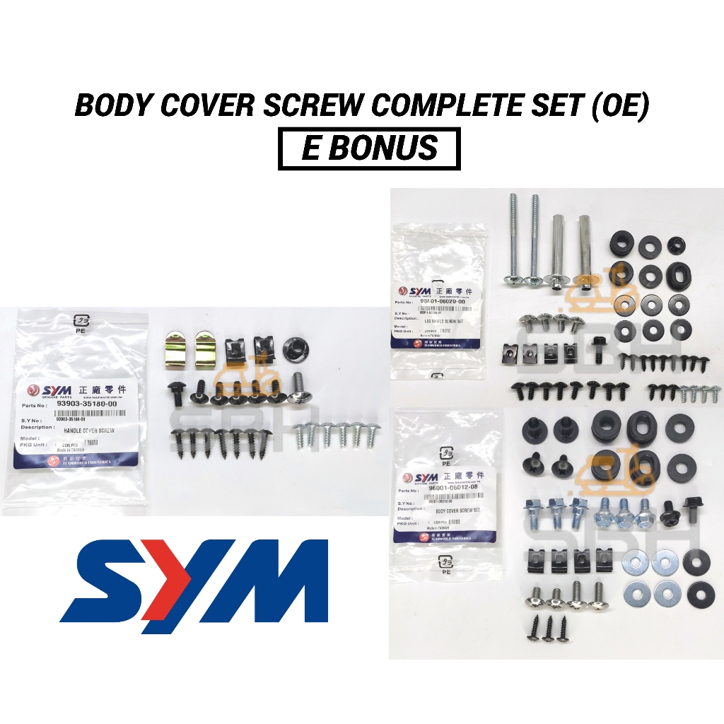 SYM E-BONUS BODY COVER SCREW COMPETE SET (OE) E BONUS 110 E BONUS SR ...