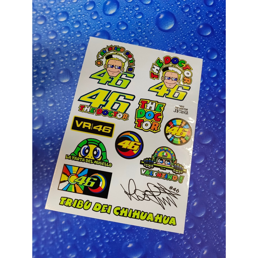 Sticker 46 Valentino Rossi The Doctor Universal Sticker Helmet Motor ...