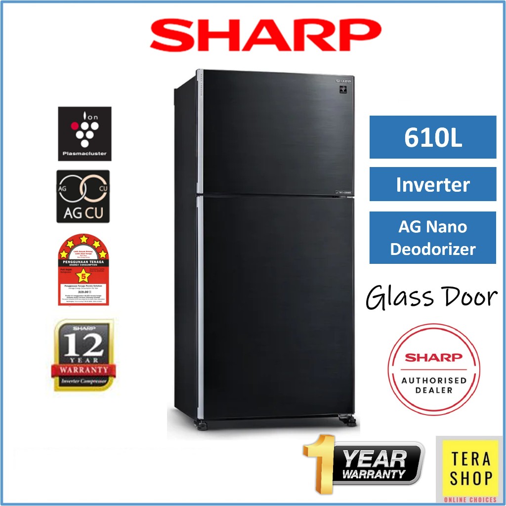 Sharp 682MFGK 610L Glass Door Inverter Fridge Refrigerator Peti Sejuk ...