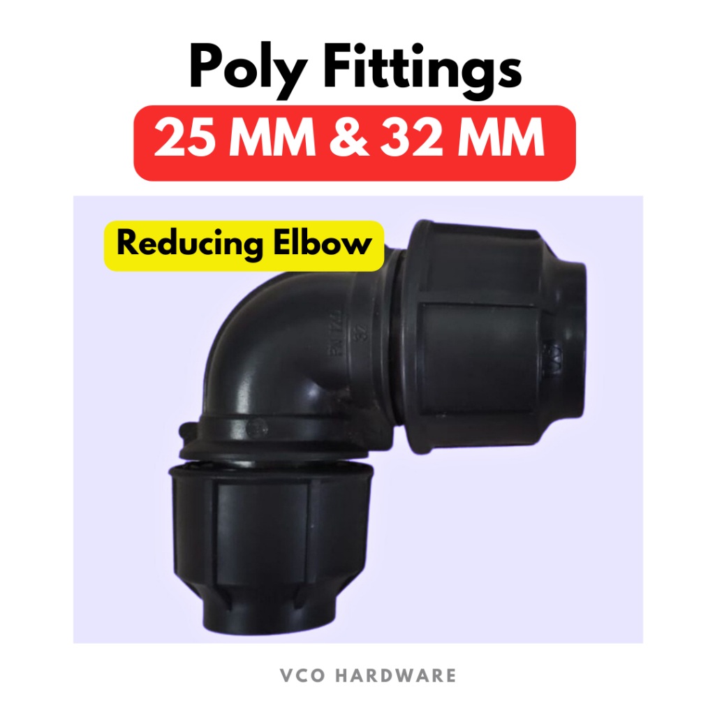 [ 25 MM & 32 MM ] Poly Fittings Reducing Elbow / HDPE Pipe Connector ...