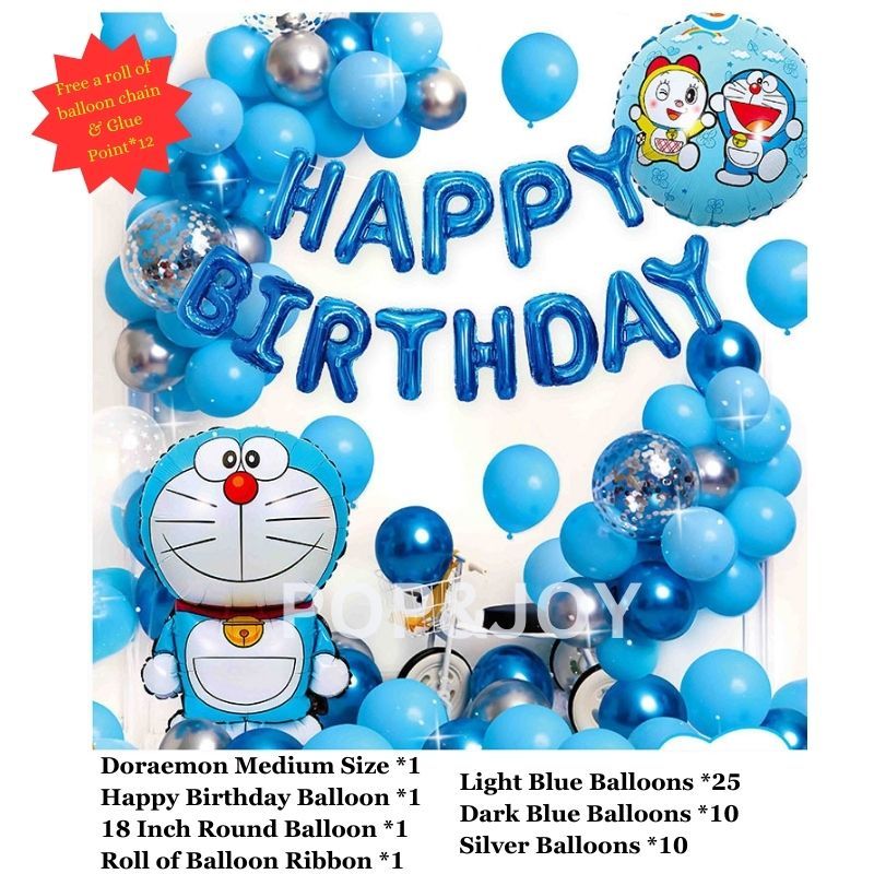 Doraemon Theme Birthday Balloon Set Party Decoration for Boy&Girl Balon ...