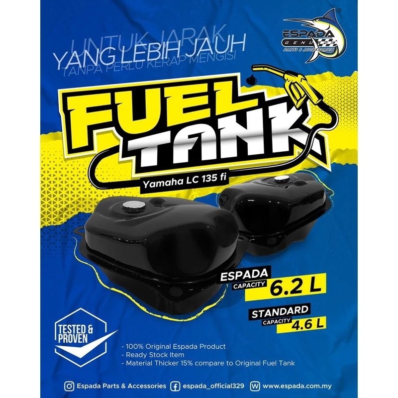 100% original ESPADA LC135 V8 FI / Y16 / NVX RACING EXTRA BIG FUEL TANK ...