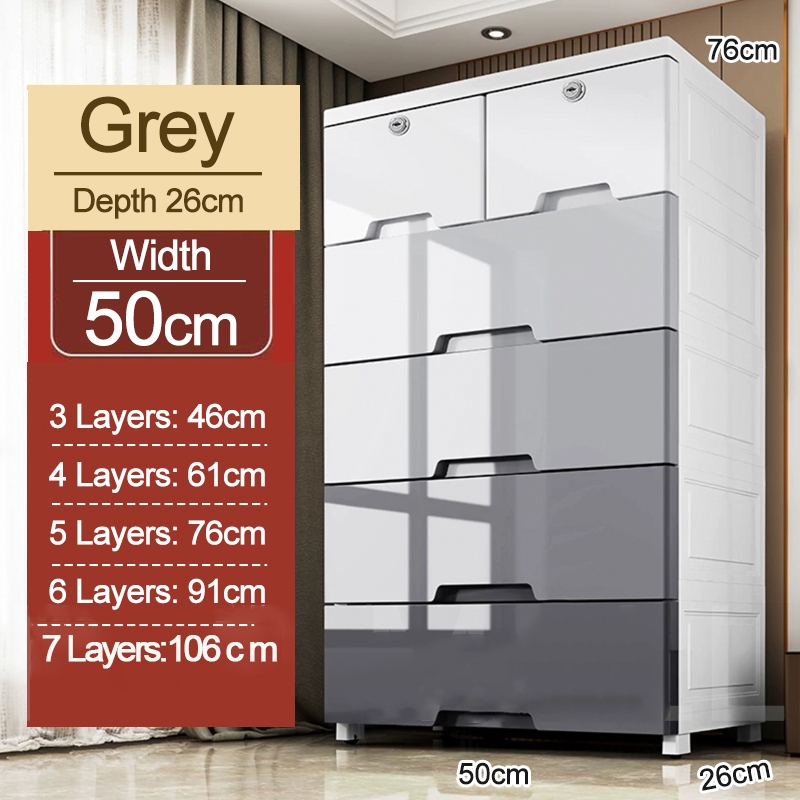 Ready!Plastic Storage Cabinet Drawer Baju Almari Baju Murah With Lock ...