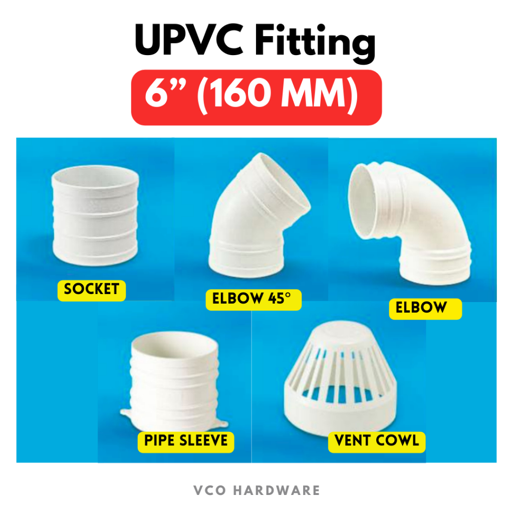 [ 6" / 160 MM ] UPVC Pipe Fittings White UPVC Pipe Connector/Pemyambung ...