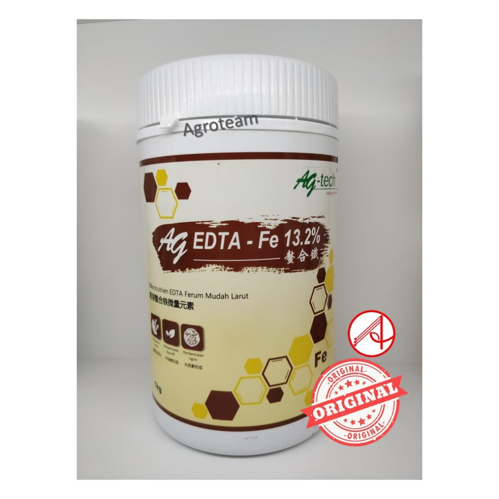 AG TECH Iron Chelate/Ferum Chelate/EDTA Fe-13.2%/Trace Element/Bahan ...