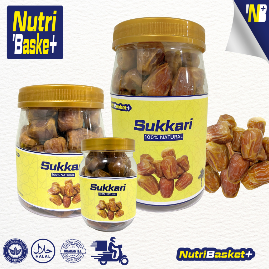 NutriBasket+ | Kurma Sukkari - Kualiti Lembut & Kering 100% Semulajadi | Pembungkusan 100g/400g ...
