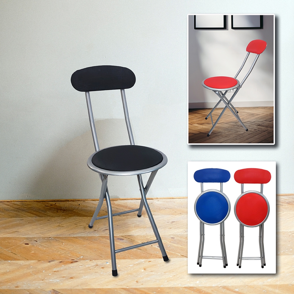 Metal Frame Round Folding Foldable Soft Seat Lightweight Portable Chair ...