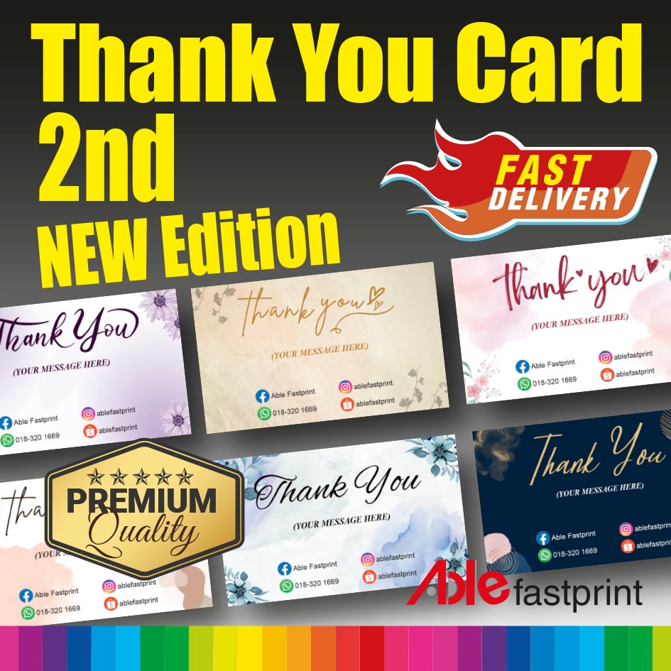 2nd New Edition Thank You Card 100pcs (Front Printing Only) / Name Card ...