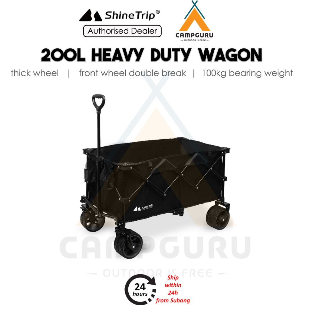 ShineTrip 200L Heavy Duty Wagon with Front Wheel Dual Brake A420-H01 Camping Wheel Cart Trolley ...