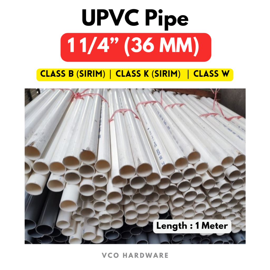 [ 1 1/4" x 1 Meter ] 36 MM UPVC Pipe/ White Pipe/ Bathroom Basin / Paip Putih / Paip Sinki ...