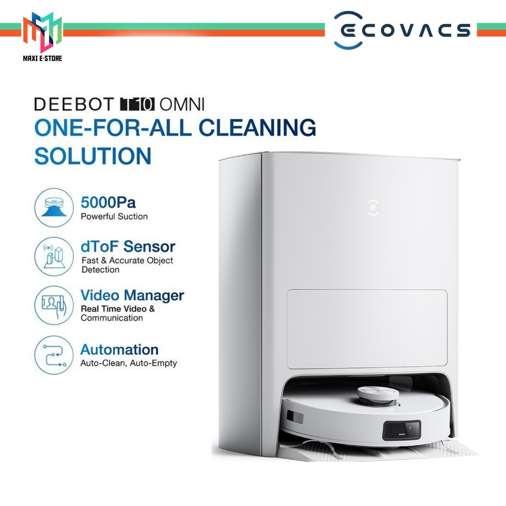 Ecovacs T10 OMNI One-for-All Cleaning Solution AIVI 3.0 Technology / YIKO Voice Assistant /Auto ...