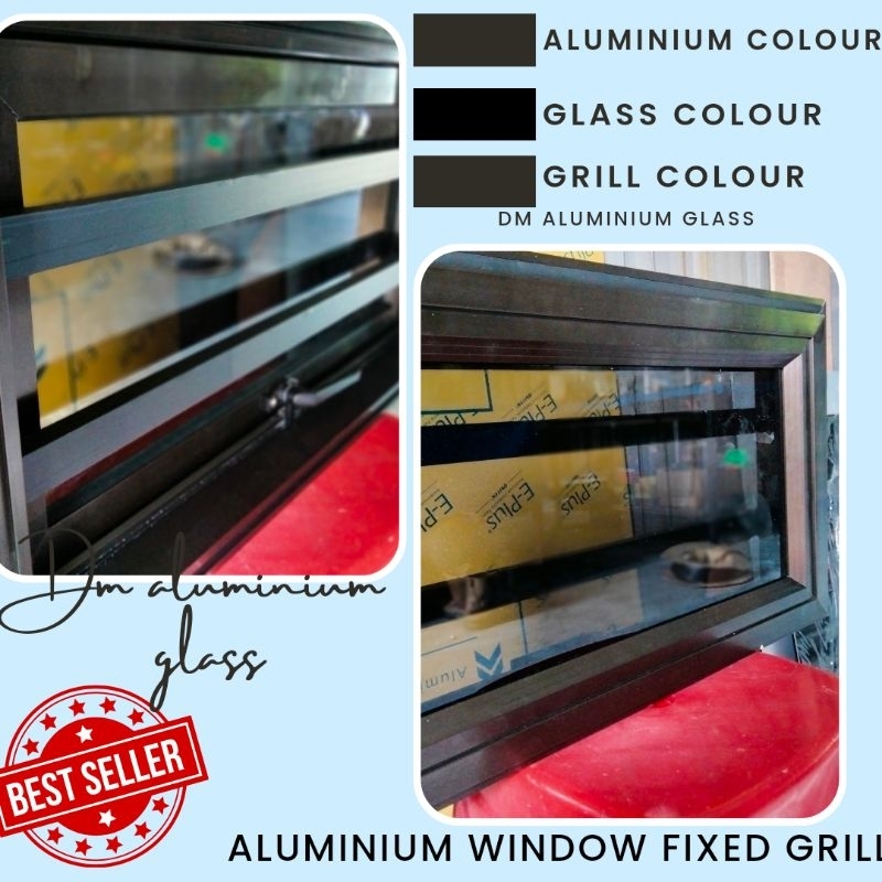 100% Aluminium Casement Window Fixed Grill Frame Aluminium Tingkap ...