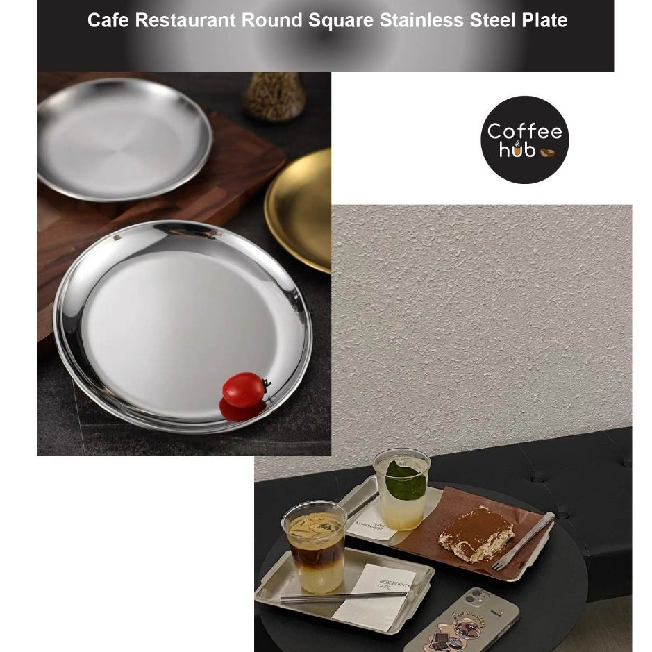 (Ready Stock)European Style Dinner Plates Serving Stainless Steel Thick ...